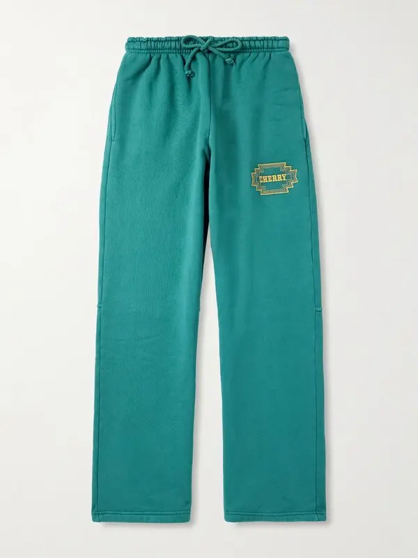 SSSTEIN Straight-leg Logo-embroidered Cotton-jersey Sweatpants - Blue