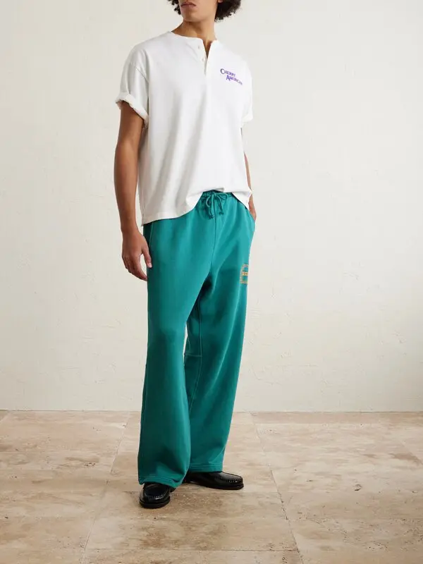 SSSTEIN Straight-leg Logo-embroidered Cotton-jersey Sweatpants - Blue