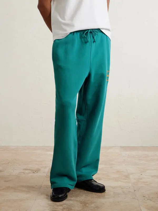 SSSTEIN Straight-leg Logo-embroidered Cotton-jersey Sweatpants - Blue