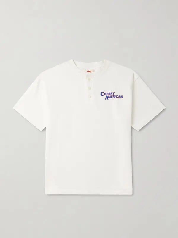 CHERRY LOS ANGELES Logo-print Cotton-jersey Henley T-shirt