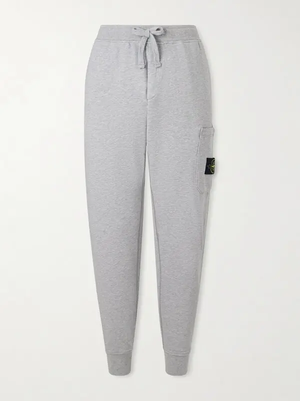 Stone Island Logo-appliquéd Organic Cotton-jersey Sweatpants - Gray