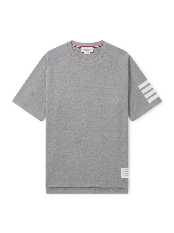 Thom Browne Striped Cotton-jersey T-shirt - Gray