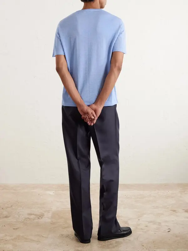 SAMAN AMEL Amo Straight-leg Cotton-blend Suit Trousers