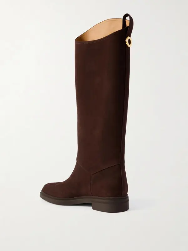 Loro Piana Kilda Nubuck Knee Boots - Brown