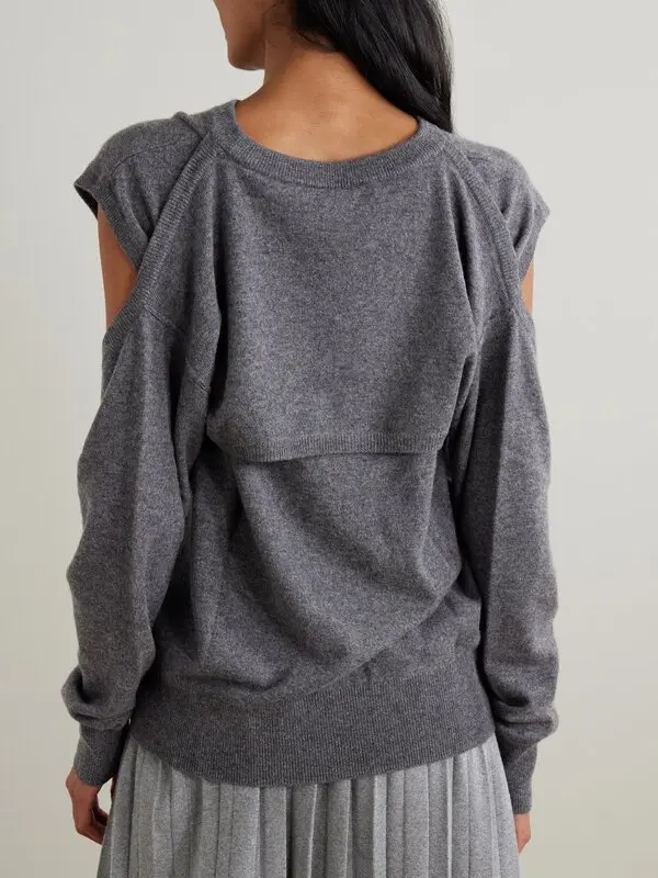 LISA YANG Othelia Convertible Cutout Cashmere Sweater - Gray