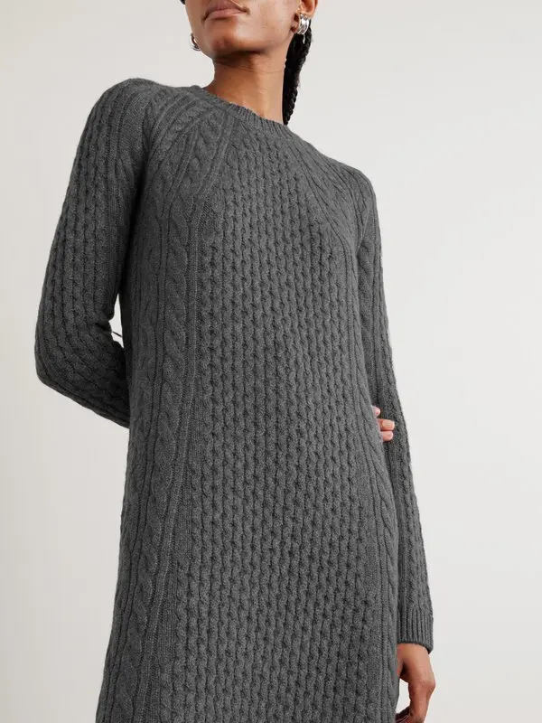LISA YANG Nyla Cable-knit Cashmere Midi Dress - Gray