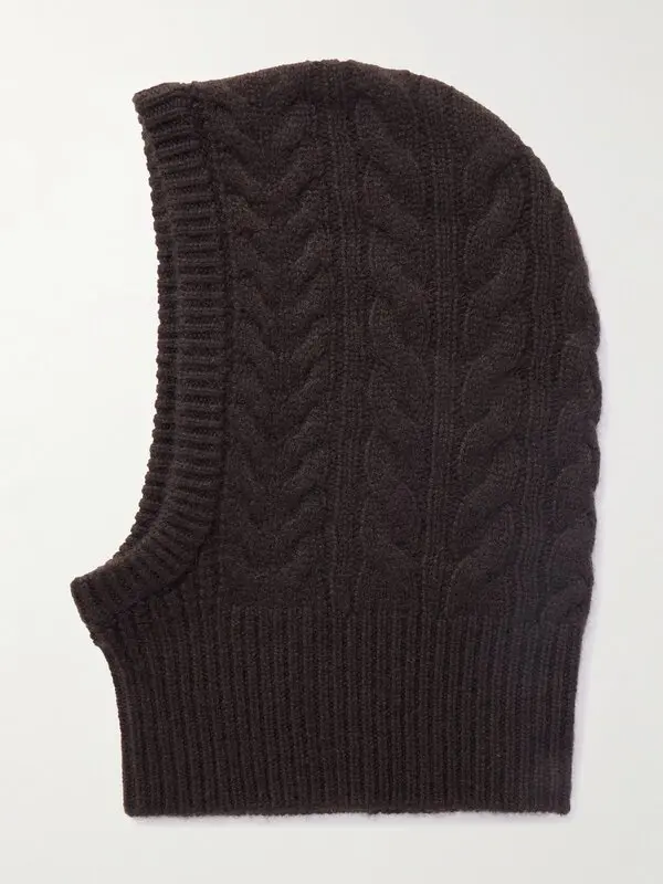 LISA YANG Ylda Cable-knit Cashmere Balaclava - Brown