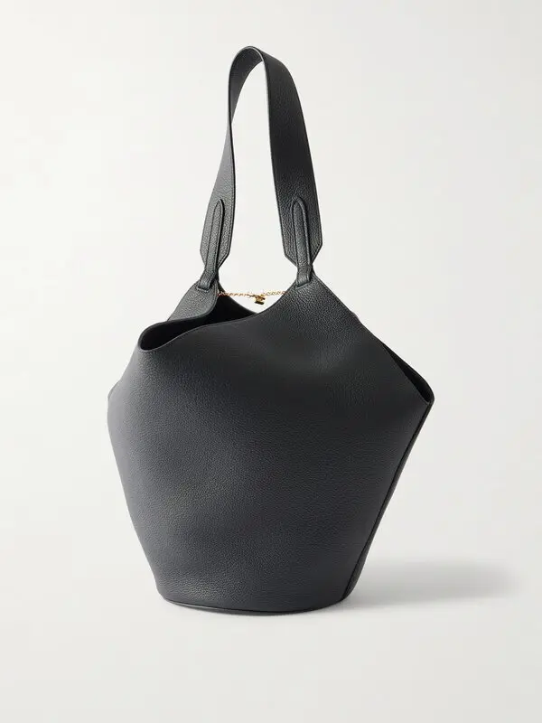 Khaite Lotus Small Textured-leather Tote - Black