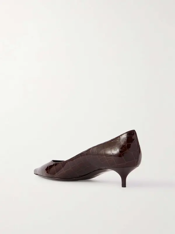 JIMMY CHOO Amelia Croc-effect Leather Pumps - Dark Brown