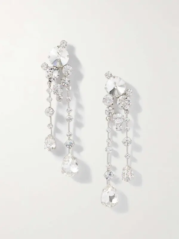 JENNIFER BEHR Jayleen Silver-plated Crystal Drop Earrings