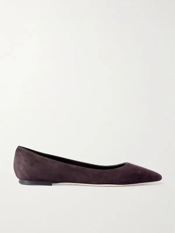 JIMMY CHOO Romy Suede Point-toe Flats - Brown