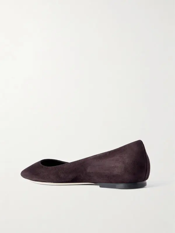 JIMMY CHOO Romy Suede Point-toe Flats - Brown