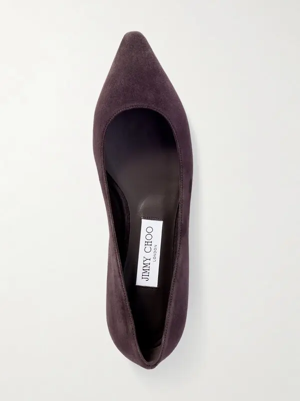 JIMMY CHOO Romy Suede Point-toe Flats - Brown