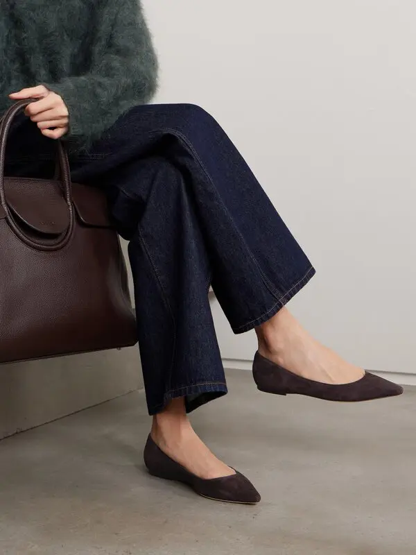 JIMMY CHOO Romy Suede Point-toe Flats - Brown