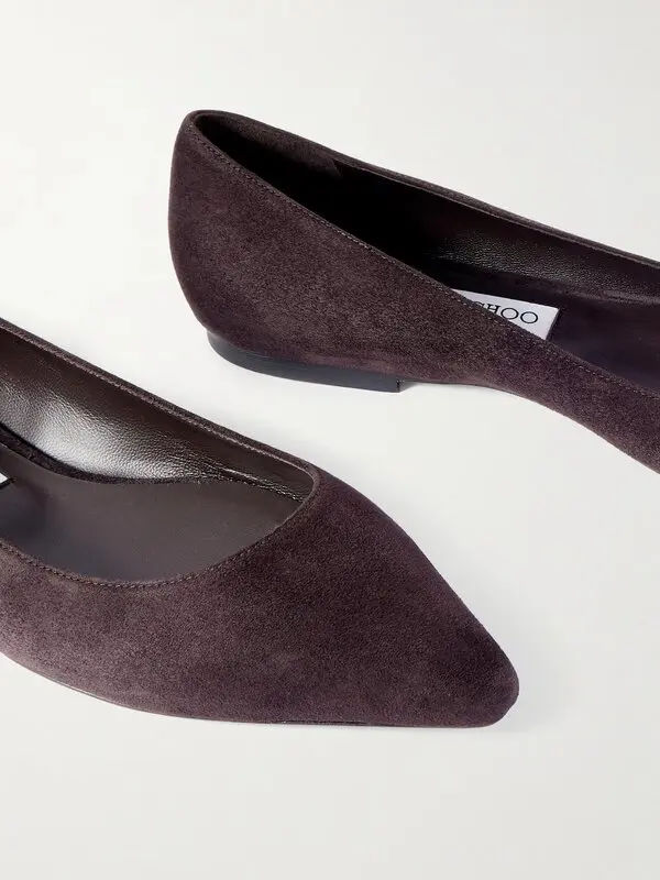 JIMMY CHOO Romy Suede Point-toe Flats - Brown