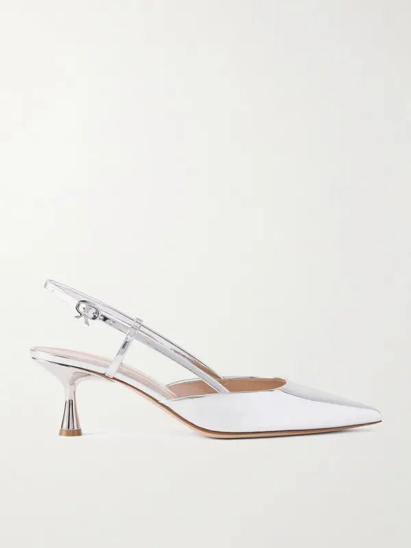 GIANVITO ROSSI Ascent 55 Mirrored Leather Slingback Pumps