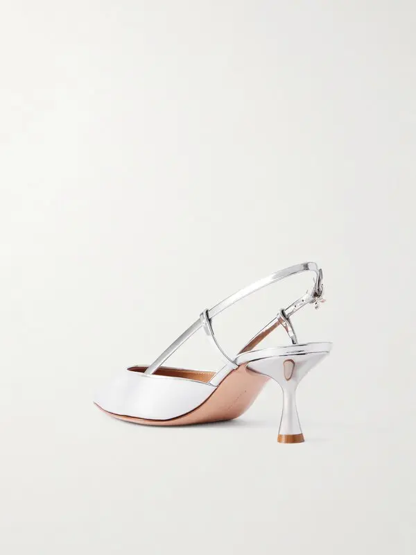 GIANVITO ROSSI Ascent 55 Mirrored Leather Slingback Pumps - Silver