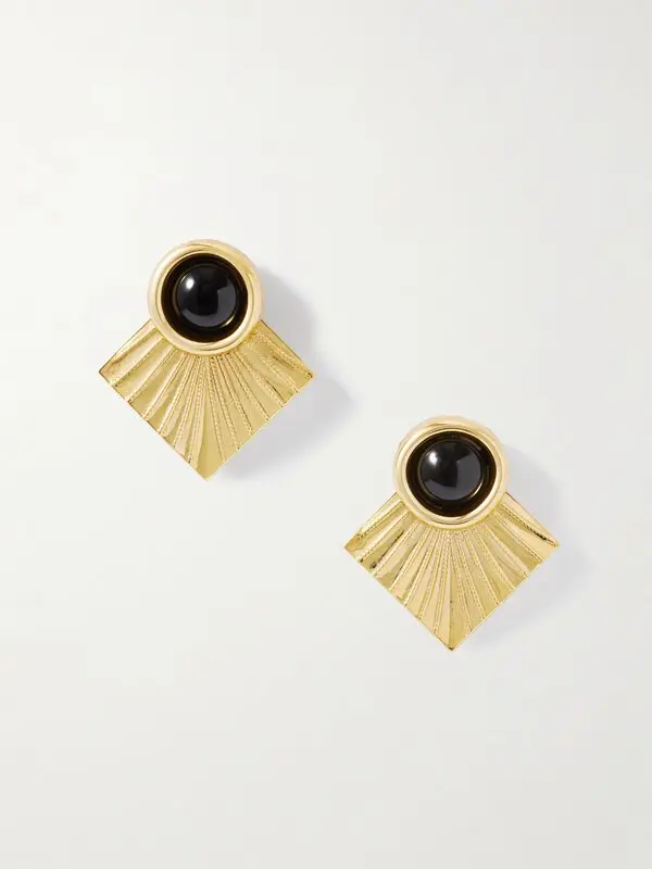 JENNIFER BEHR Noreen Onyx Earrings - Gold