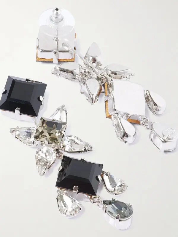 JENNIFER BEHR Raina Rhodium-plated Onyx And Crystal Earrings - Black