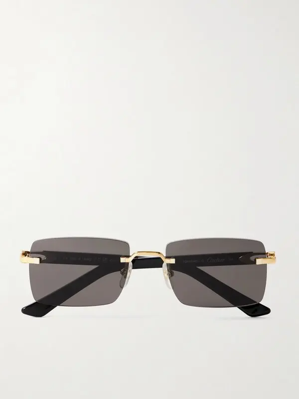 CARTIER C Décor Rimless Rectangle-frame Sunglasses - Gold