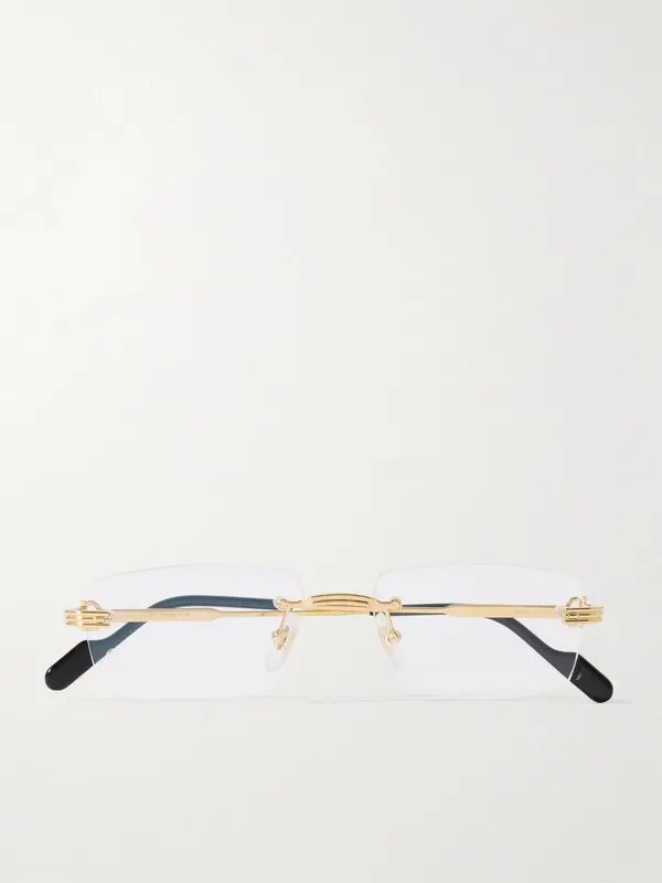 CARTIER Première De Rimless Rectangle-frame Optical Glasses - Gold