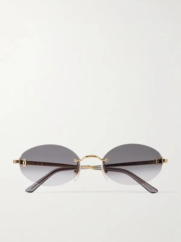 CARTIER Double C Rimless Oval Sunglasses - Gold