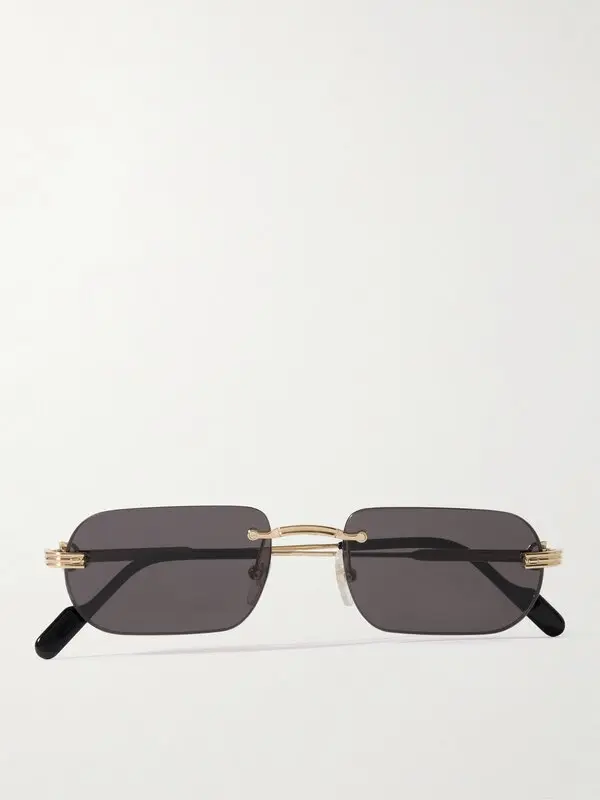 CARTIER Première De Rimless Rectangle-frame Sunglasses - Gold