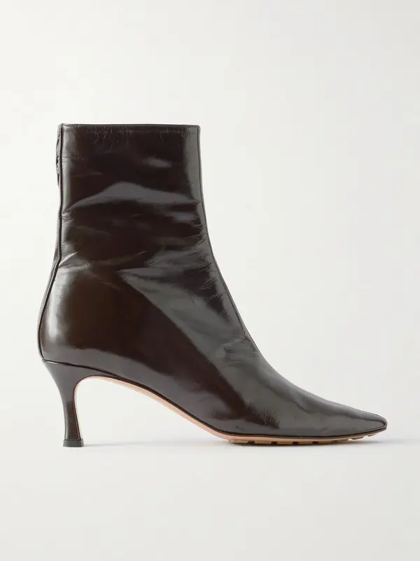 Bottega Veneta Sofia Glossed-leather Ankle Boots - Brown