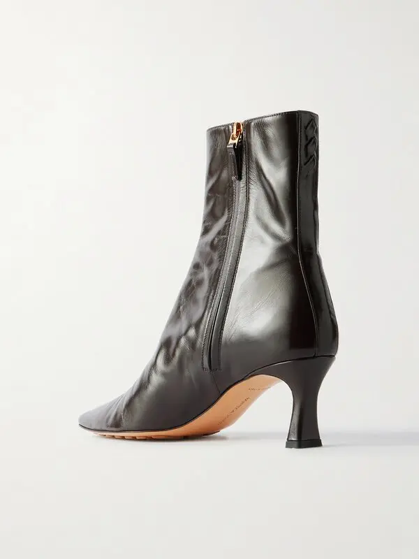 Bottega Veneta Sofia Glossed-leather Ankle Boots - Brown