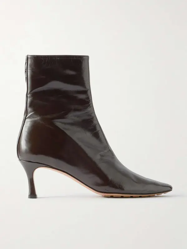 Bottega Veneta Sofia Glossed-leather Ankle Boots - Chocolate