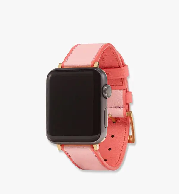 Mcm 42mm Embossed Leather Apple Watch Band - Blush Pink