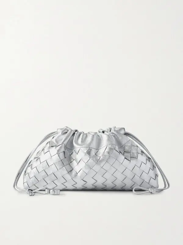 Bottega Veneta Intrecciato Metallic Leather Pouch