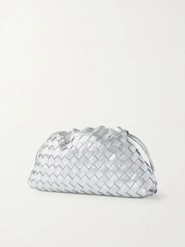 Bottega Veneta Intrecciato Metallic Leather Pouch