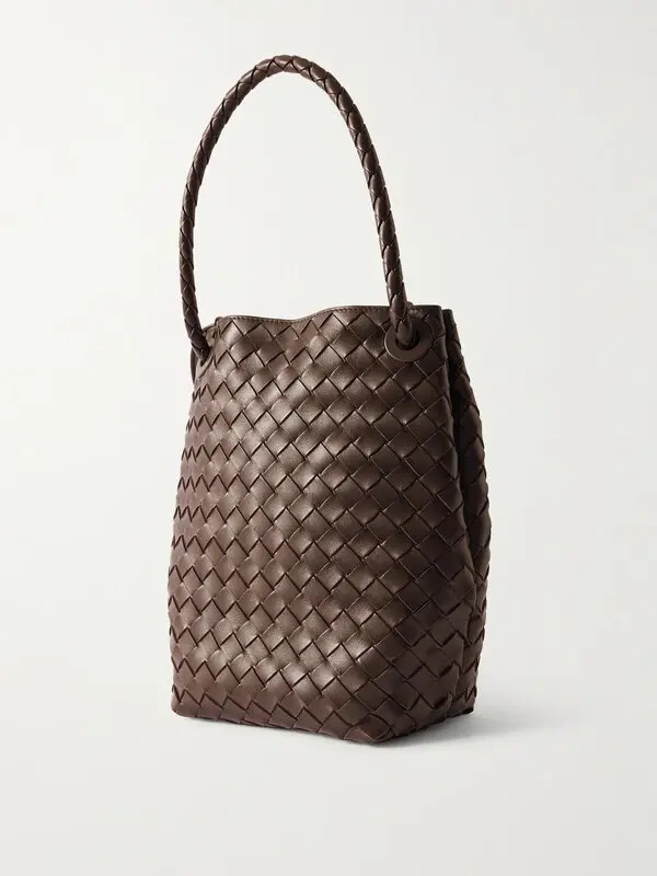 Bottega Veneta Andiamo Intrecciato Leather Bucket Bag - Brown