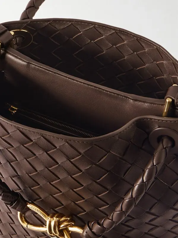Bottega Veneta Andiamo Intrecciato Leather Bucket Bag - Brown