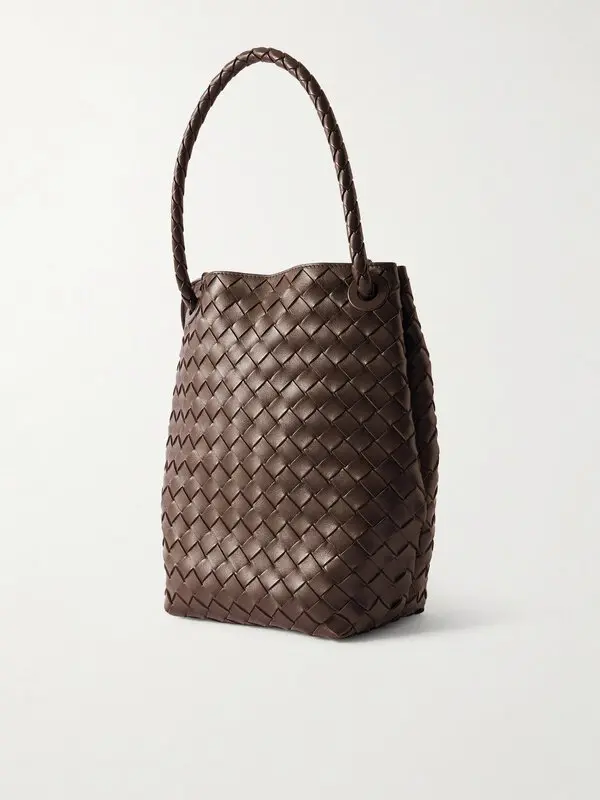 Bottega Veneta Andiamo Intrecciato Leather Bucket Bag - Brown