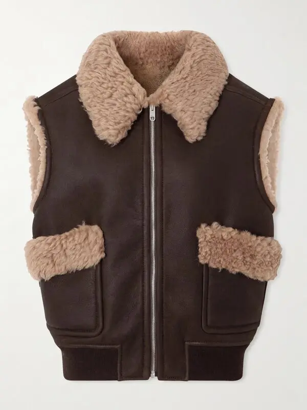 Bally Shearling Zip-up Vest - Brown