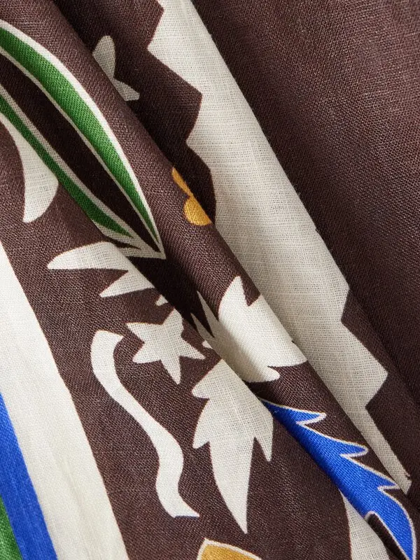 ALEMAIS Printed Linen Wide-leg Pants - Brown