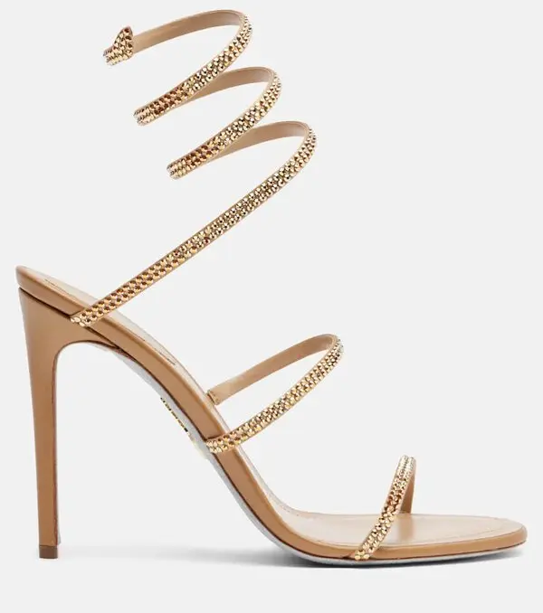 Rene Caovilla Cleo Embellished Satin Sandals