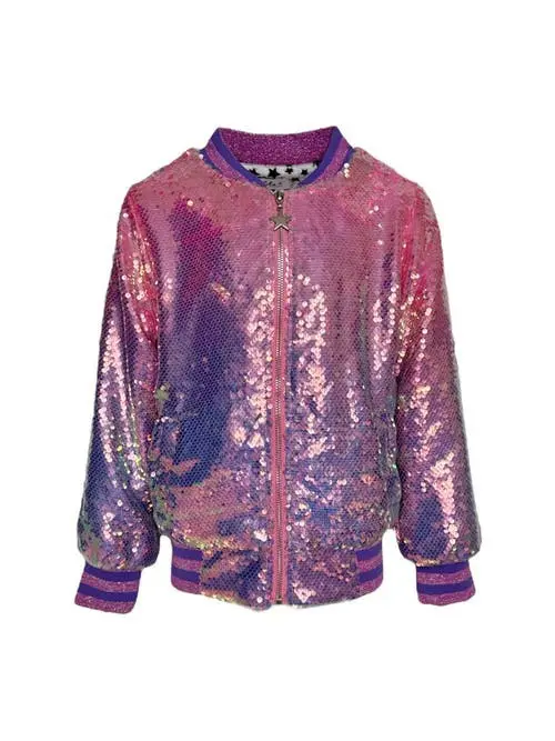 LOLA + THE BOYS Haze Sequin Bomber - Lavender