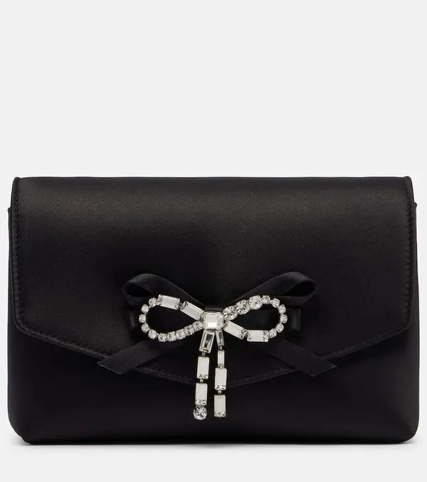 JIMMY CHOO Soft Bow Mini Embellished Clutch - Black