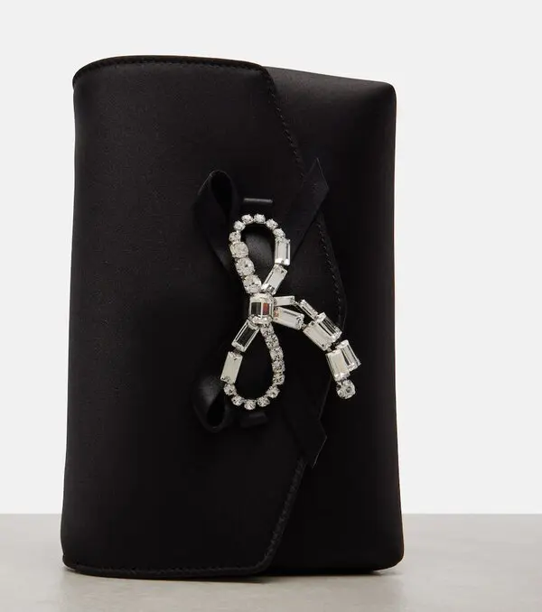 JIMMY CHOO Soft Bow Mini Embellished Clutch - Black