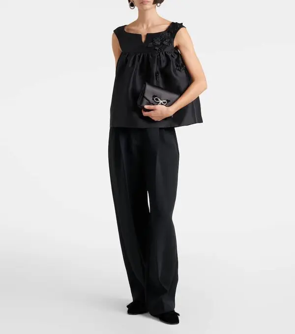JIMMY CHOO Soft Bow Mini Embellished Clutch - Black