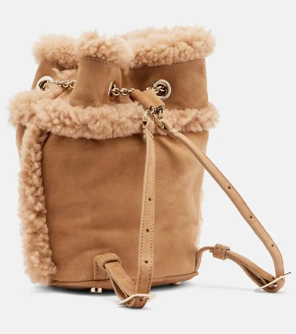 ROGER VIVIER Tres Vivier Suede And Shearling Backpack