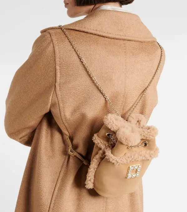 ROGER VIVIER Tres Vivier Suede And Shearling Backpack