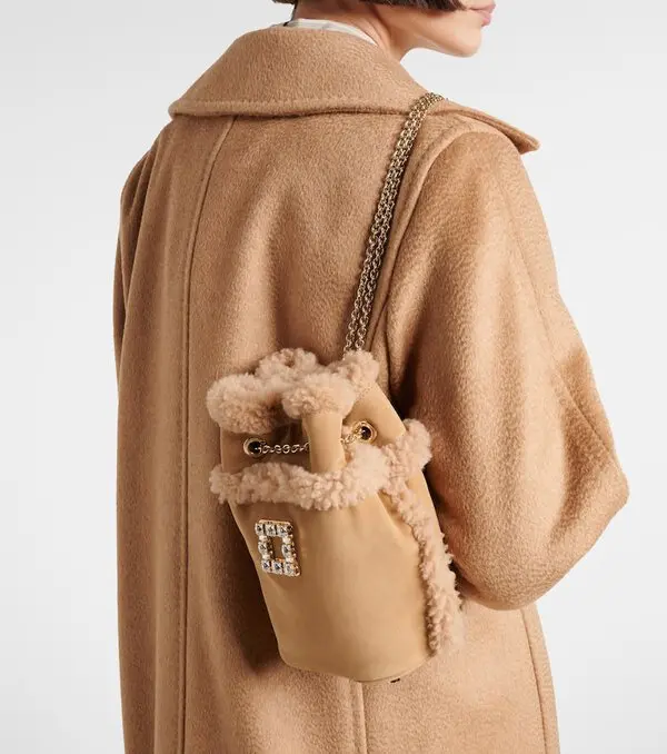 ROGER VIVIER Tres Vivier Suede And Shearling Backpack