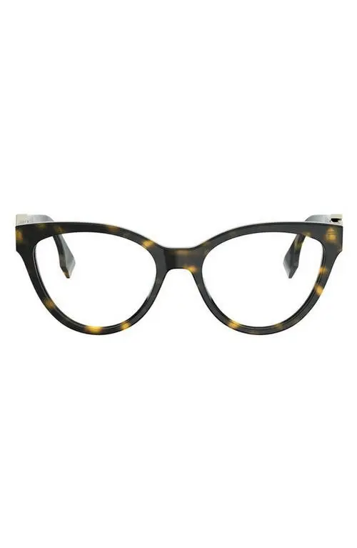 Fendi Ff Diamonds Cat Eye Optical Glasses - Dark Havana