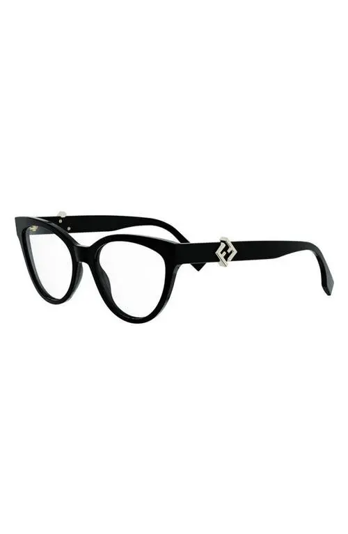 Fendi Ff Diamonds Cat Eye Optical Glasses - Shiny Black