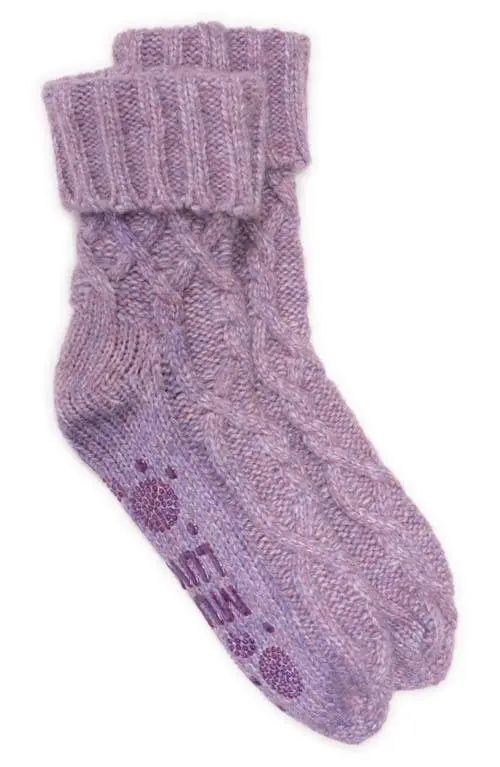 MUK LUKS Cuffed Lounge Socks - Purple Melange