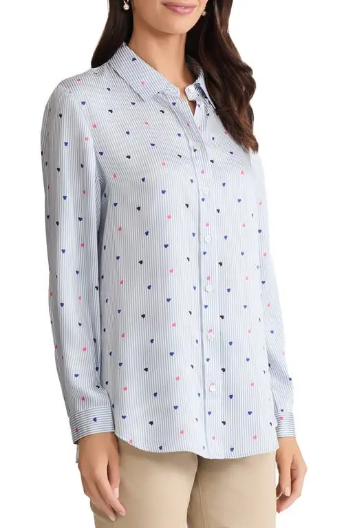 Jones New York Heart-print Striped Shirt